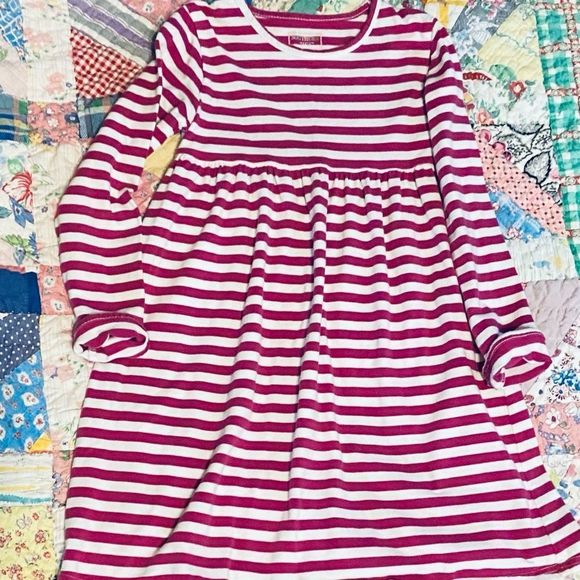 Dresses | Southern Tots Dress Sz 7 Maroon White Striped Long Sleeve ...